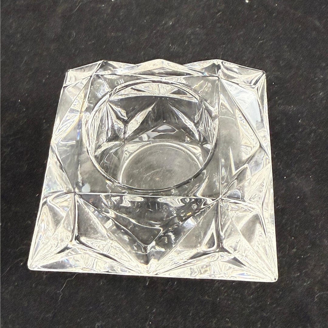 Partylite Quad Prism 24% Lead Crystal Votive Candle Tealight Holder ...