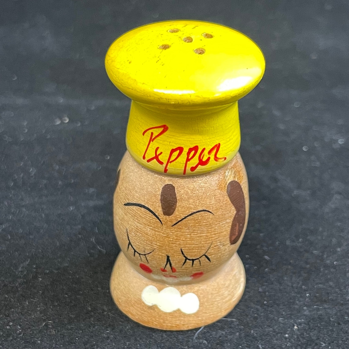 Vintage Hobo Wood Wooden Chef Face Salt and Pepper Shakers Japan W ...