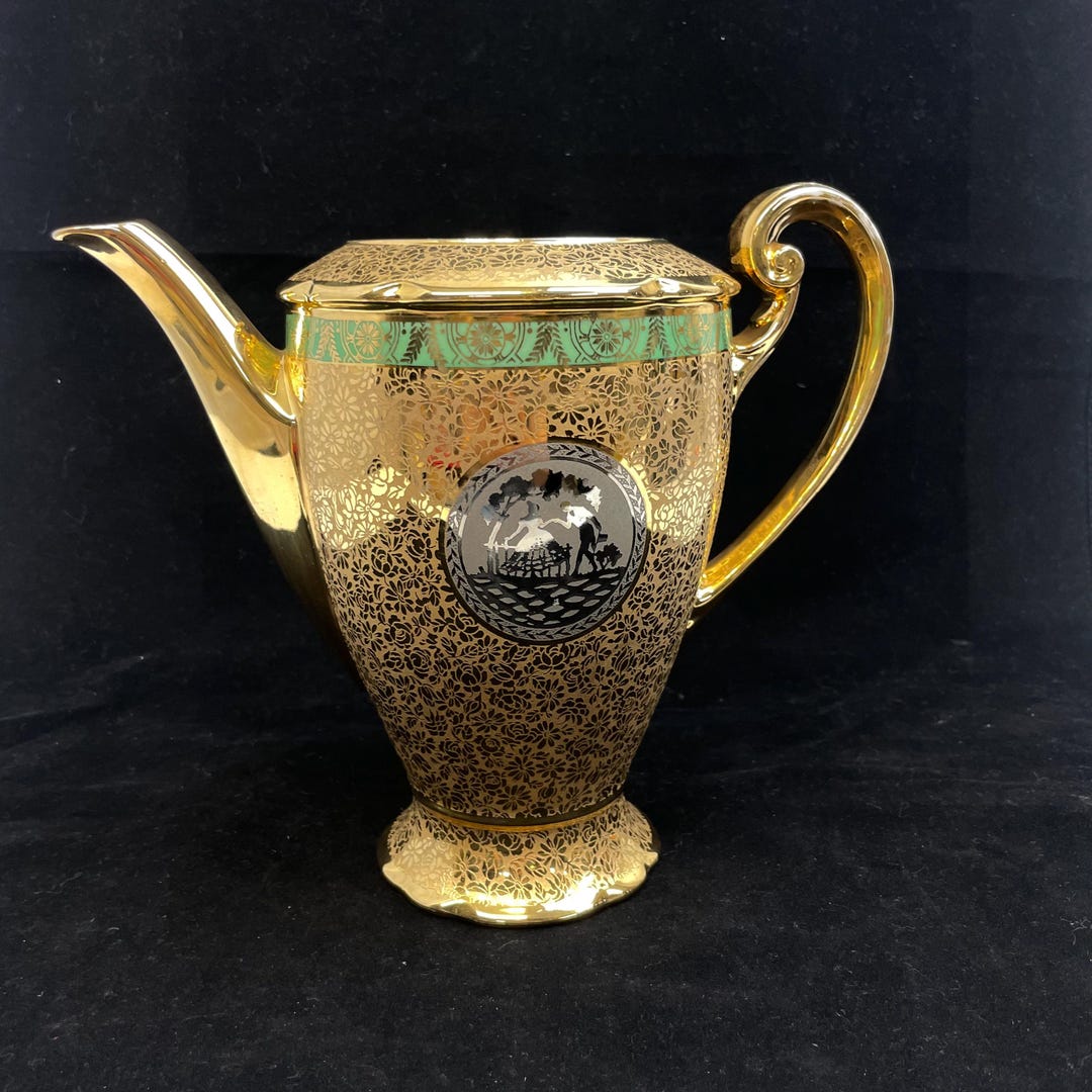 Victoria Czechoslovakia China 24k Gold Gild Gilded Bohemian Teapot ...