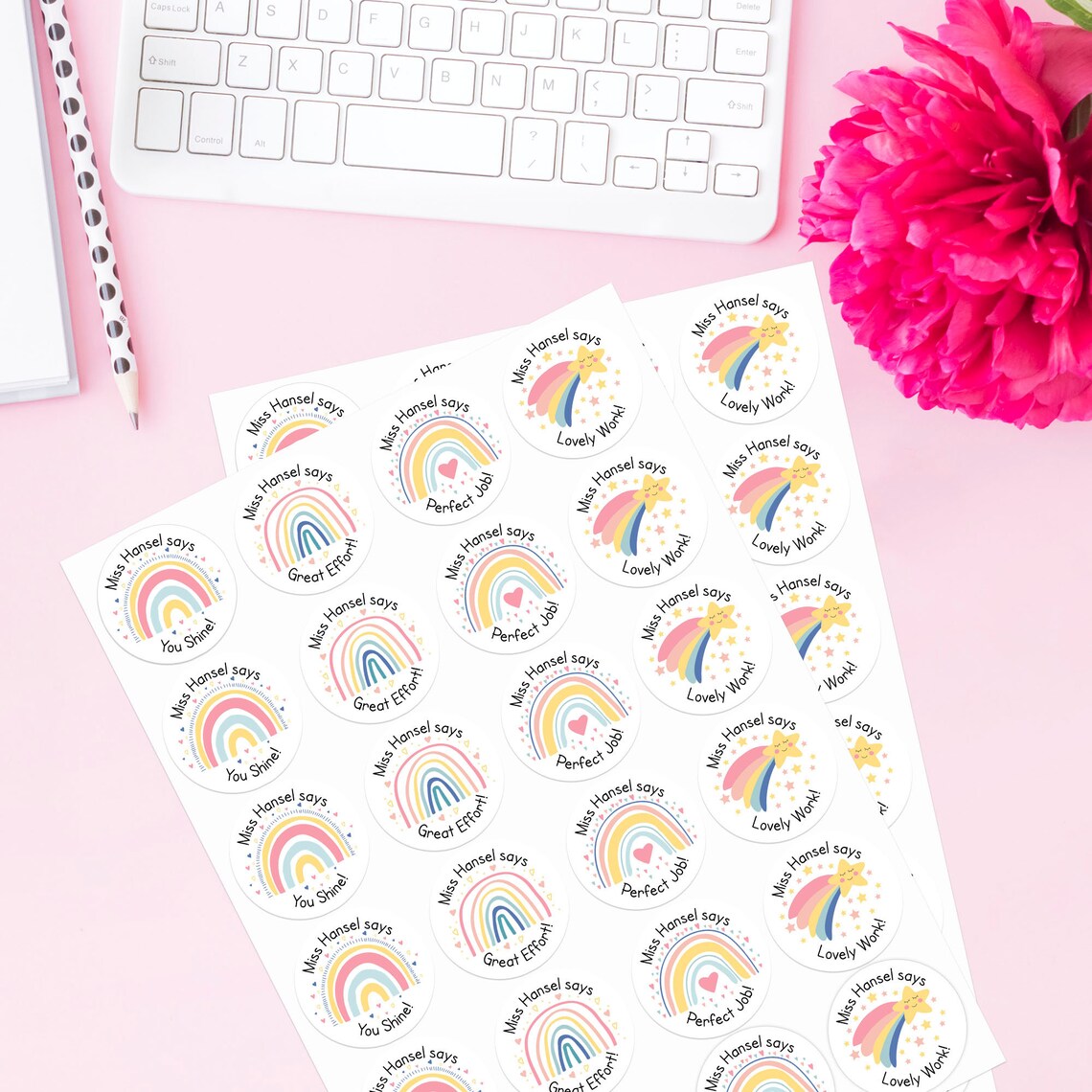 Teacher Rainbow Stickers Personalised Teacher Stickers - Etsy Australia