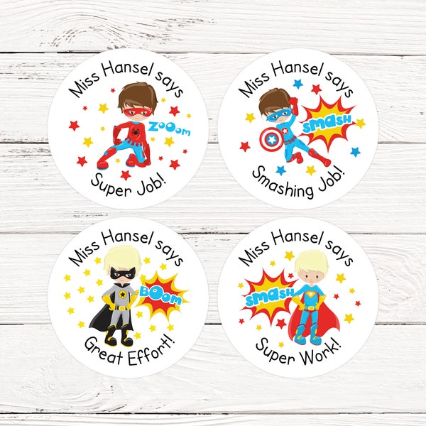 Teacher Super Hero Stickers - Etsy