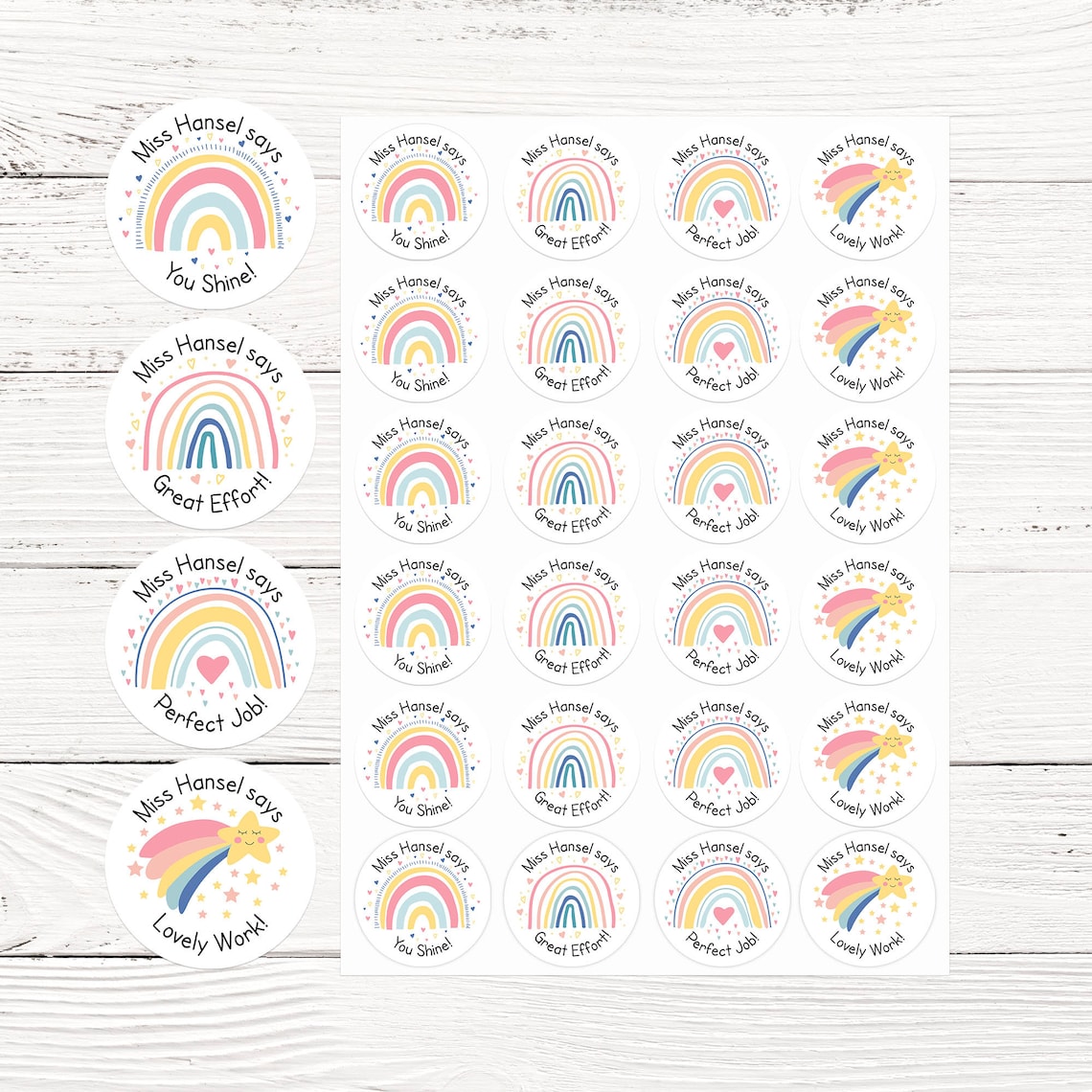 Teacher Rainbow Stickers Personalised Teacher Stickers - Etsy Australia