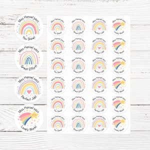 Teacher Rainbow Stickers, Personalised Teacher Stickers, Reward ...