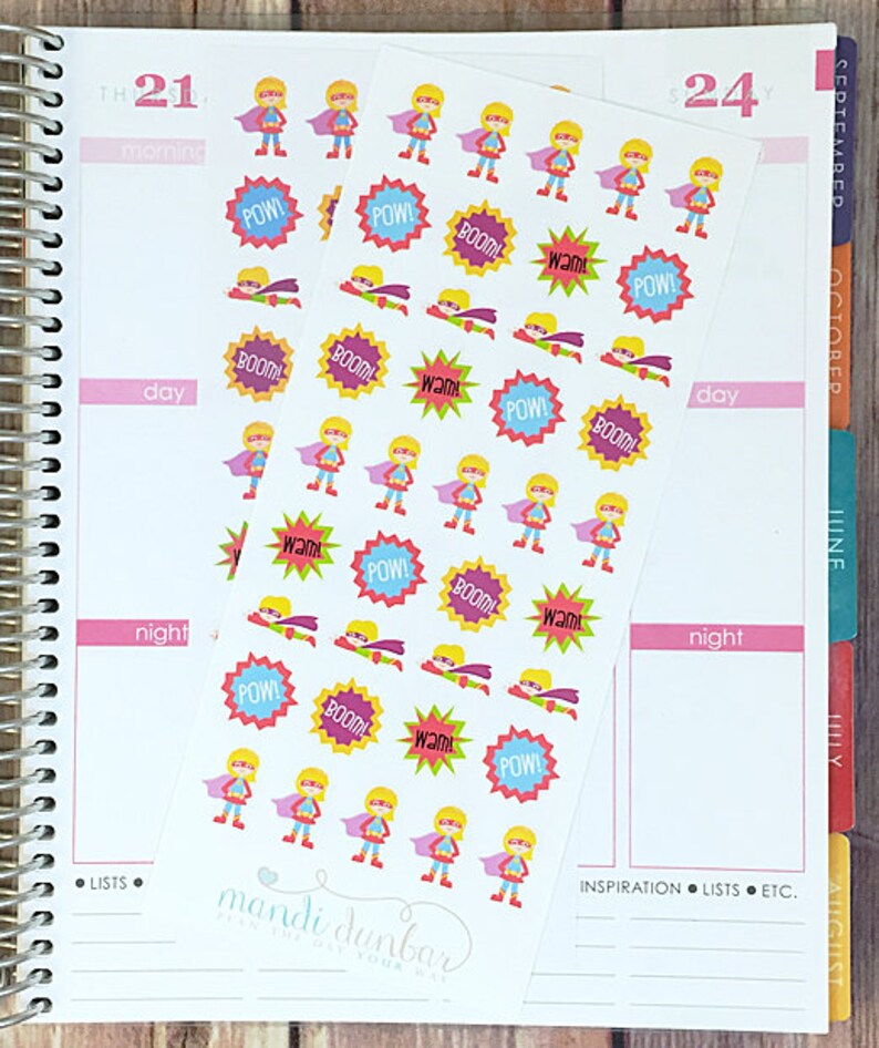 39 Blonde Superhero Stickers – Perfect for Erin Condren, Plum Paper ...
