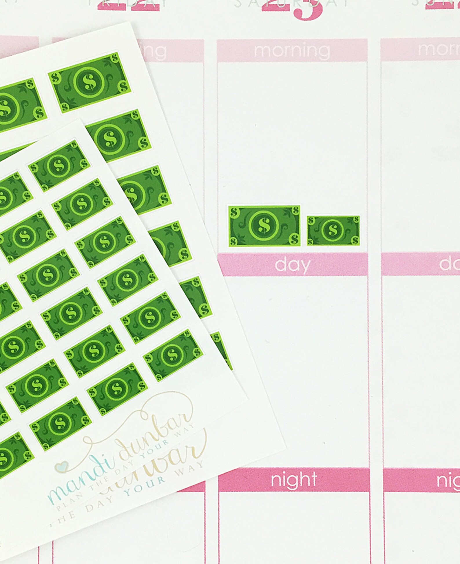 24 Dollar Bill Stickers – Perfect for Erin Condren, Plum Paper Planner ...
