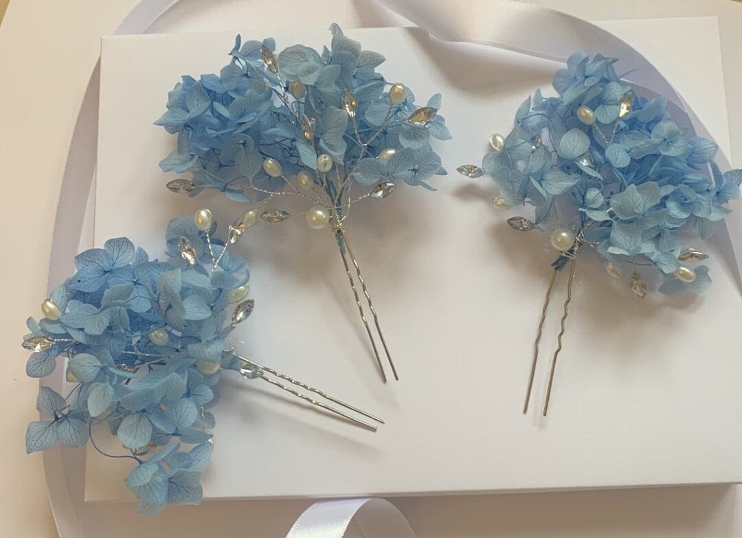 Beautiful Bridesmaid Dusky Dusty Powder Blue Preserved Hydrangea Petal ...