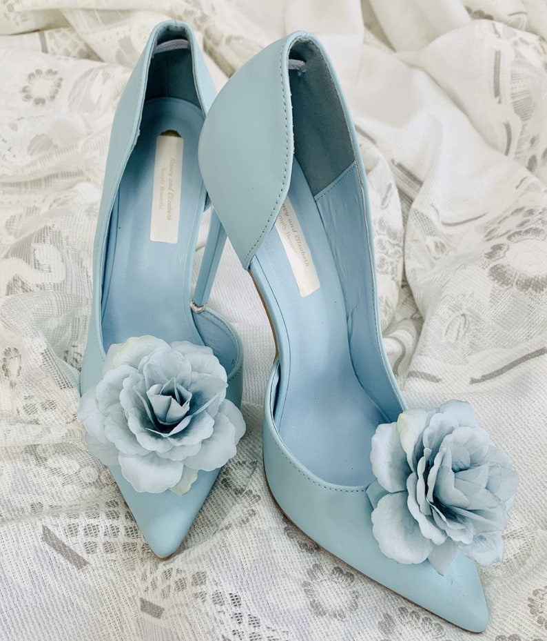 Blue Bridal Shoes: Hand-finished Romantic Rose Wedding Heels - Etsy