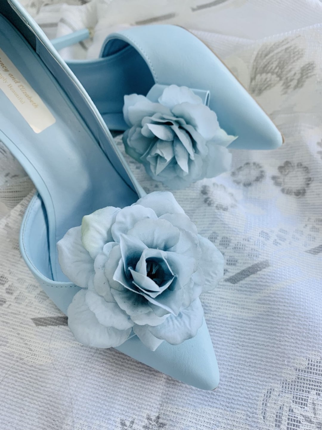 Blue Bridal Shoes: Hand-finished Romantic Rose Wedding Heels - Etsy