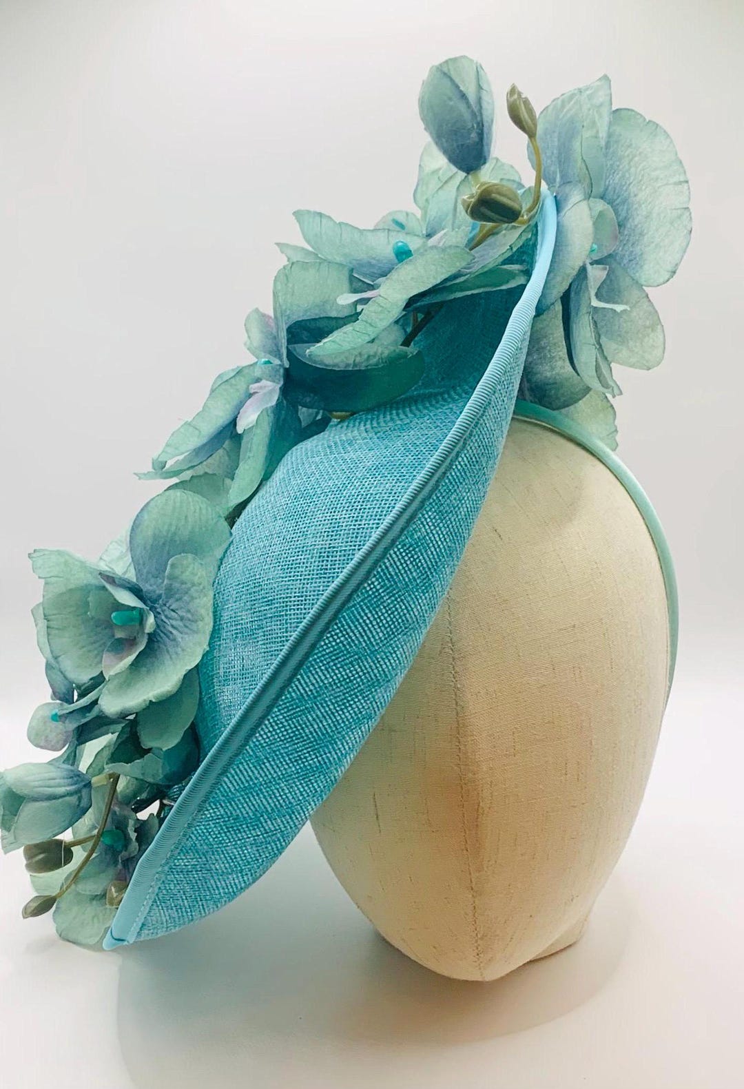 Stunning Orchids in Lake Blue Turquoise Teal Green Wedding Fascinator ...
