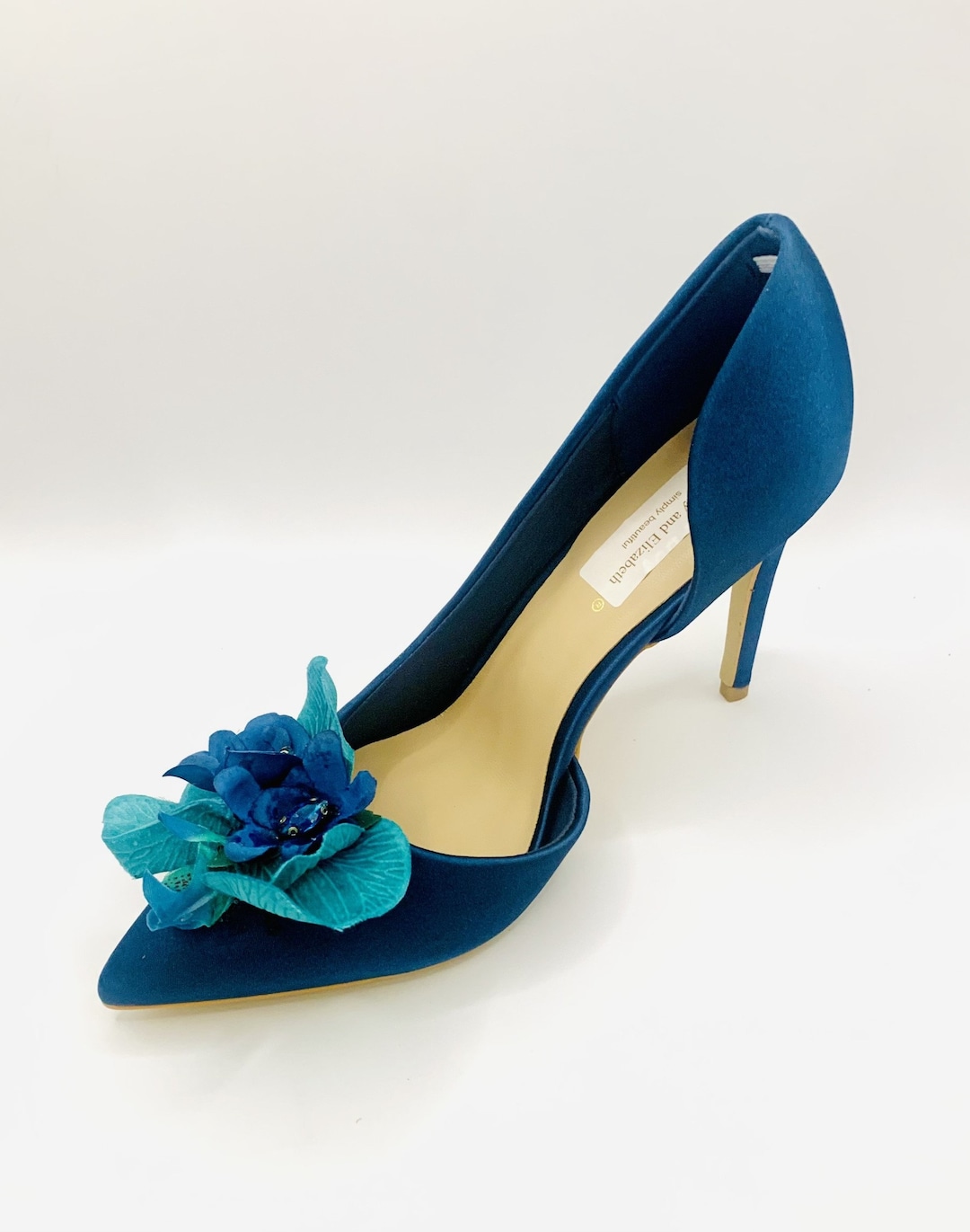 Teal Blue Satin Wedding Shoes: Gemstone Orchid Bridal Heels - Etsy