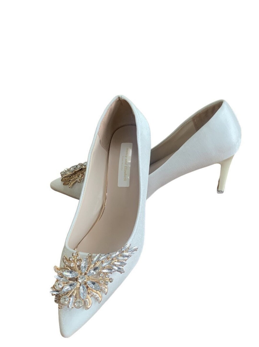 Simply Beautiful Hand Finished Jewell Embellished Satin Princess Ivory ...