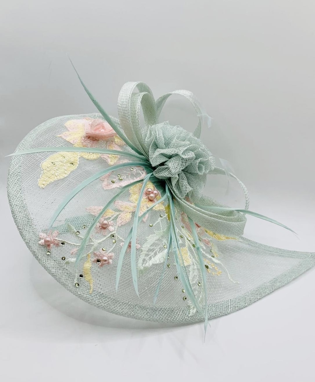 Stunning Mint Green Pink Duck Egg Wedding Fascinator Hat - Etsy UK