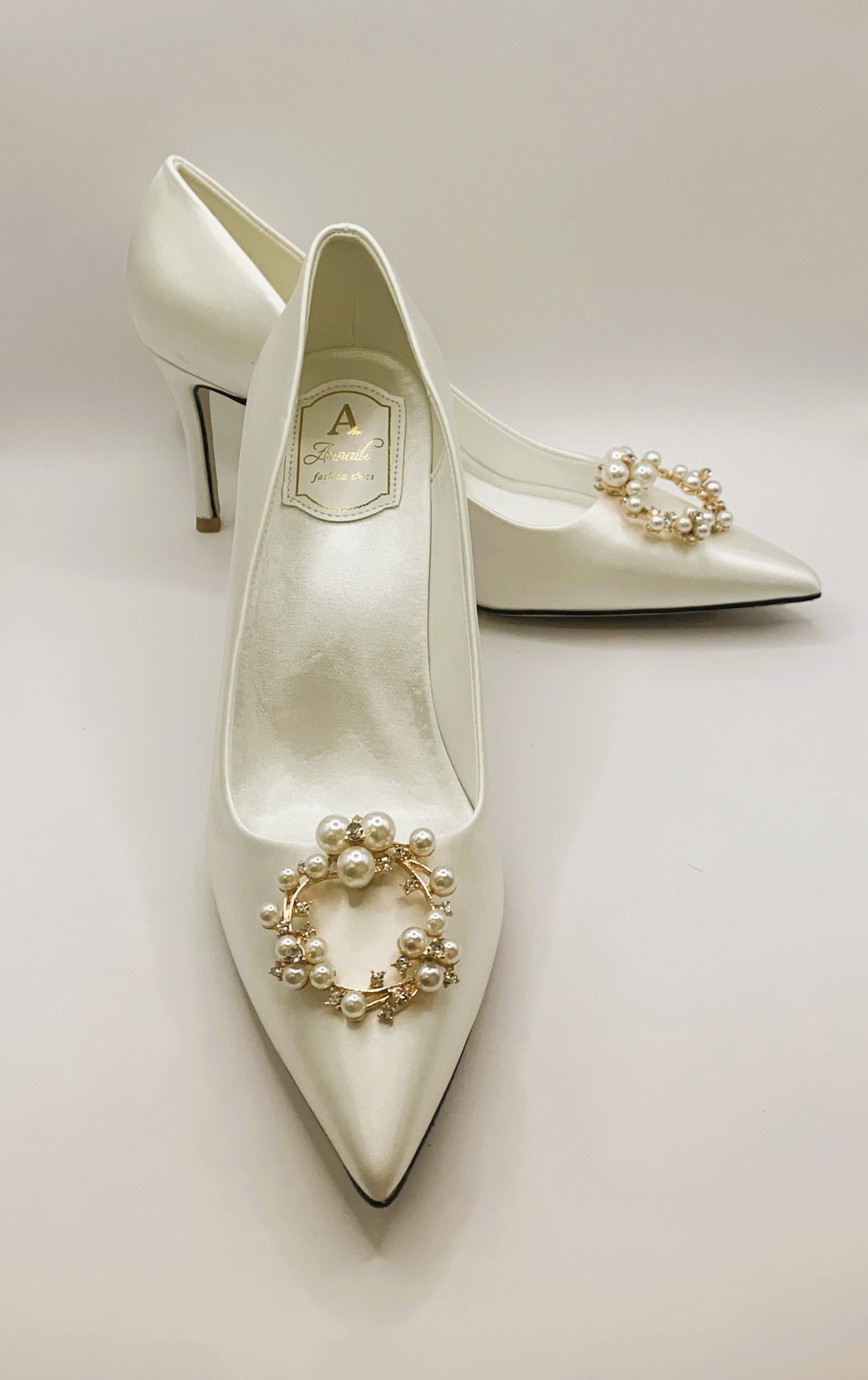 Gold Wedding Shoe Clips: Diamanté and Pearls Bridal Embellishment - Etsy