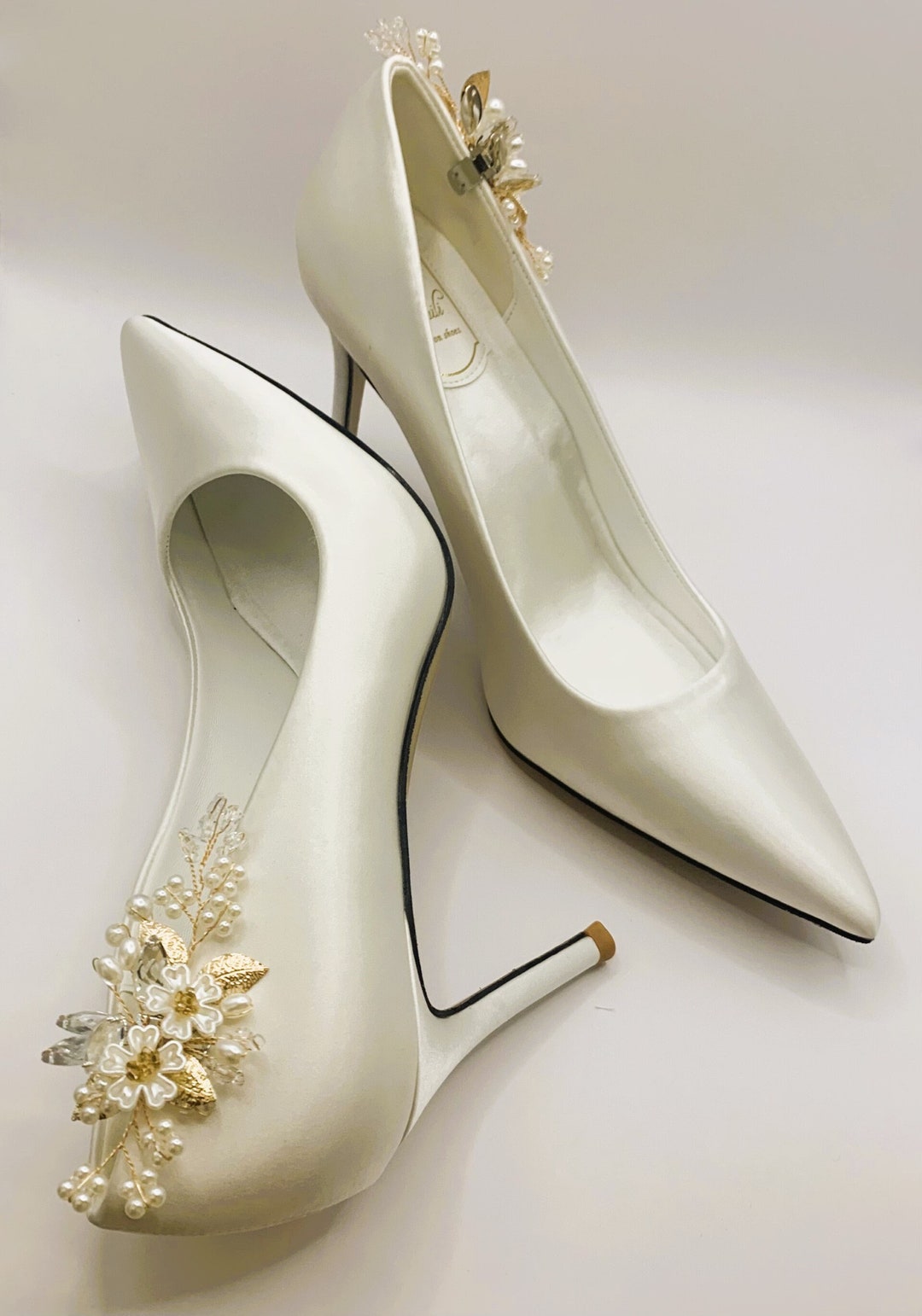Gold Wedding Shoe Clips: Diamanté and Pearls Bridal Embellishment - Etsy