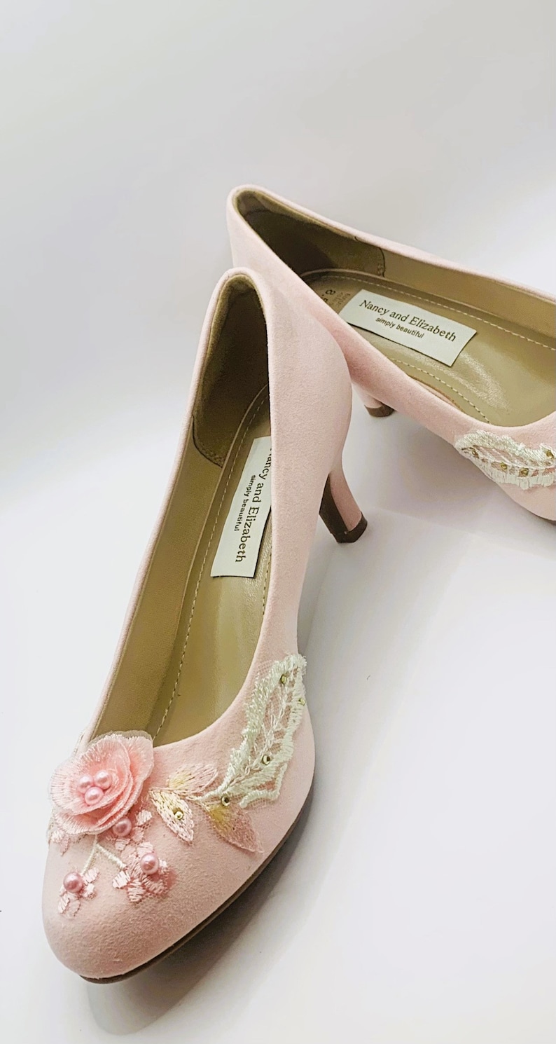 Hand Finished Pink Pearl Kitten Heel Wedding Shoes - Etsy