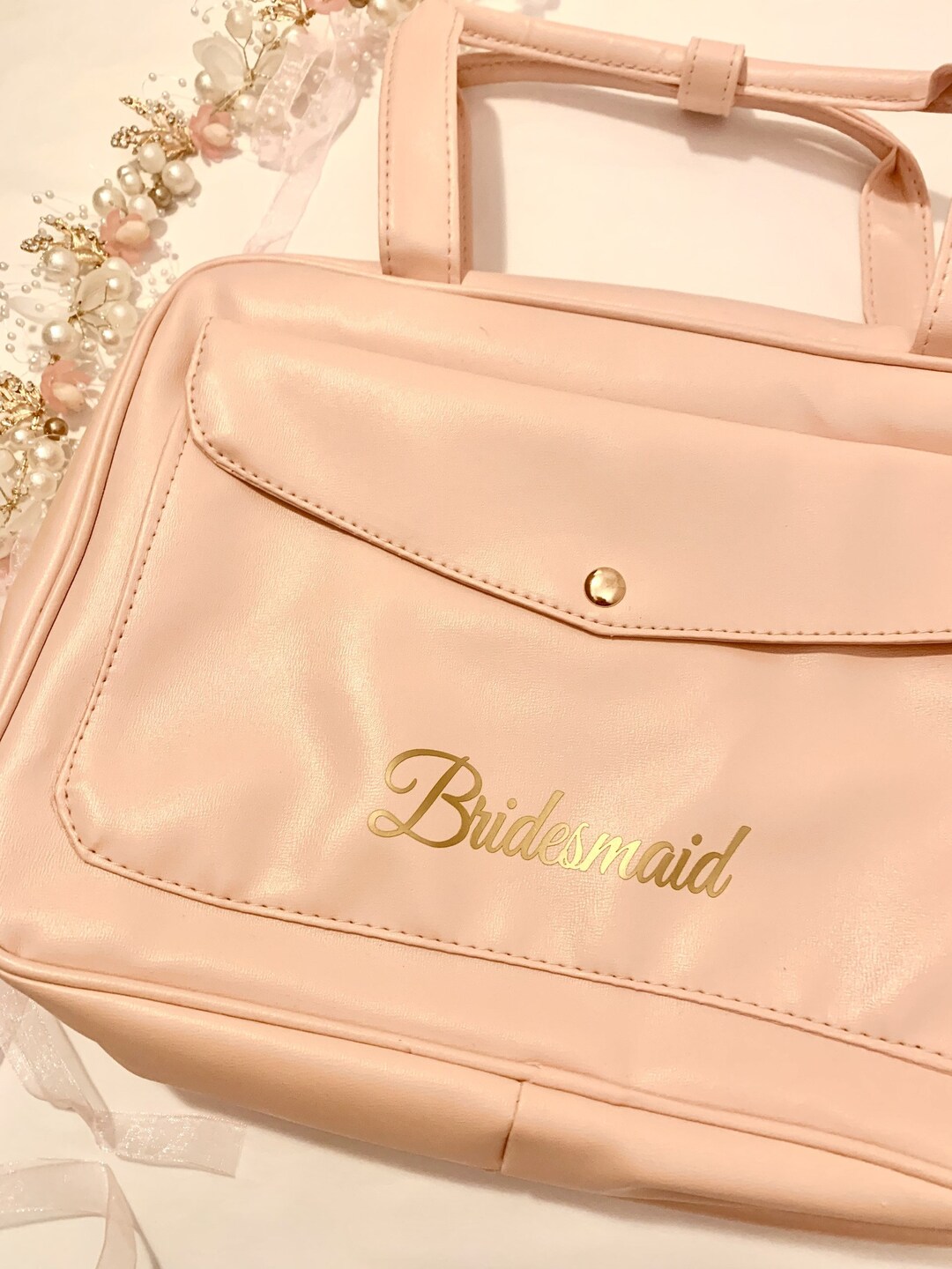 Soft Pink Bridesmaid Vanity Bag: Foldable Hanging Cosmetic Bag - Etsy