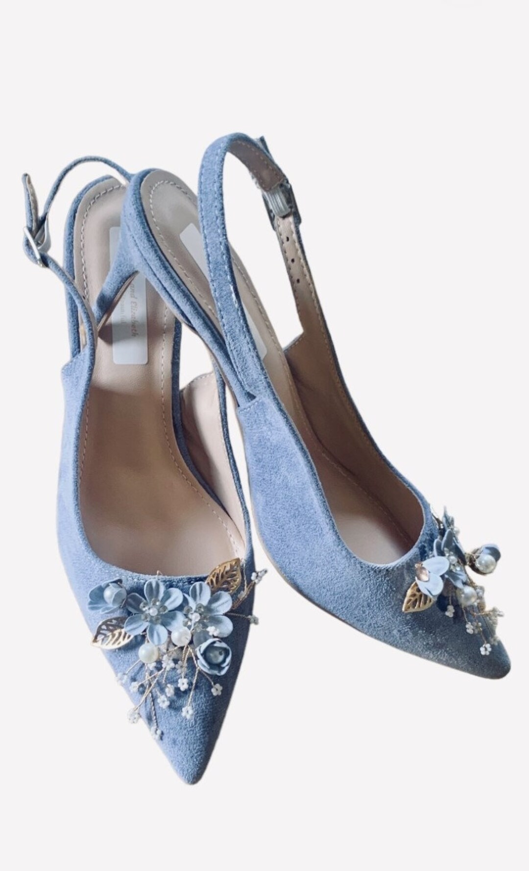 Stunning Hand Finished Powder Dusky Dusty Blue Diamanté Flower With ...