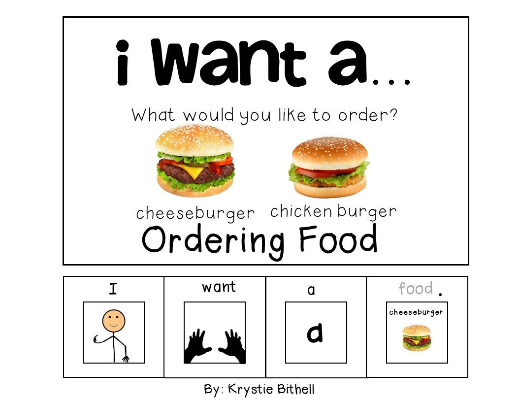 Ordering Food Menu Going Out to Eat Adapted Book for Special Needs ...