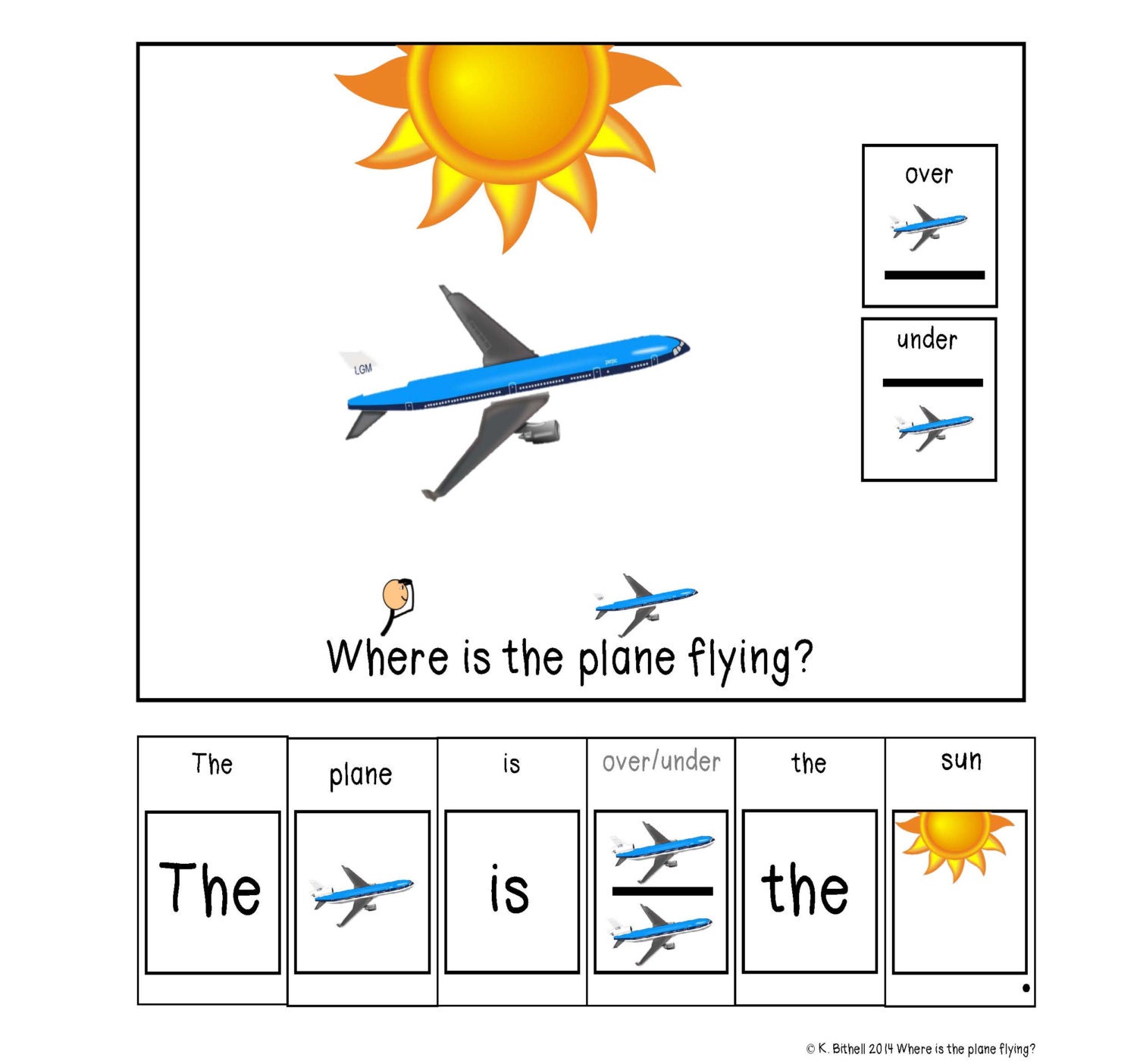 PREPOSITIONS: Over and Under Where is the Plane Flying - Etsy