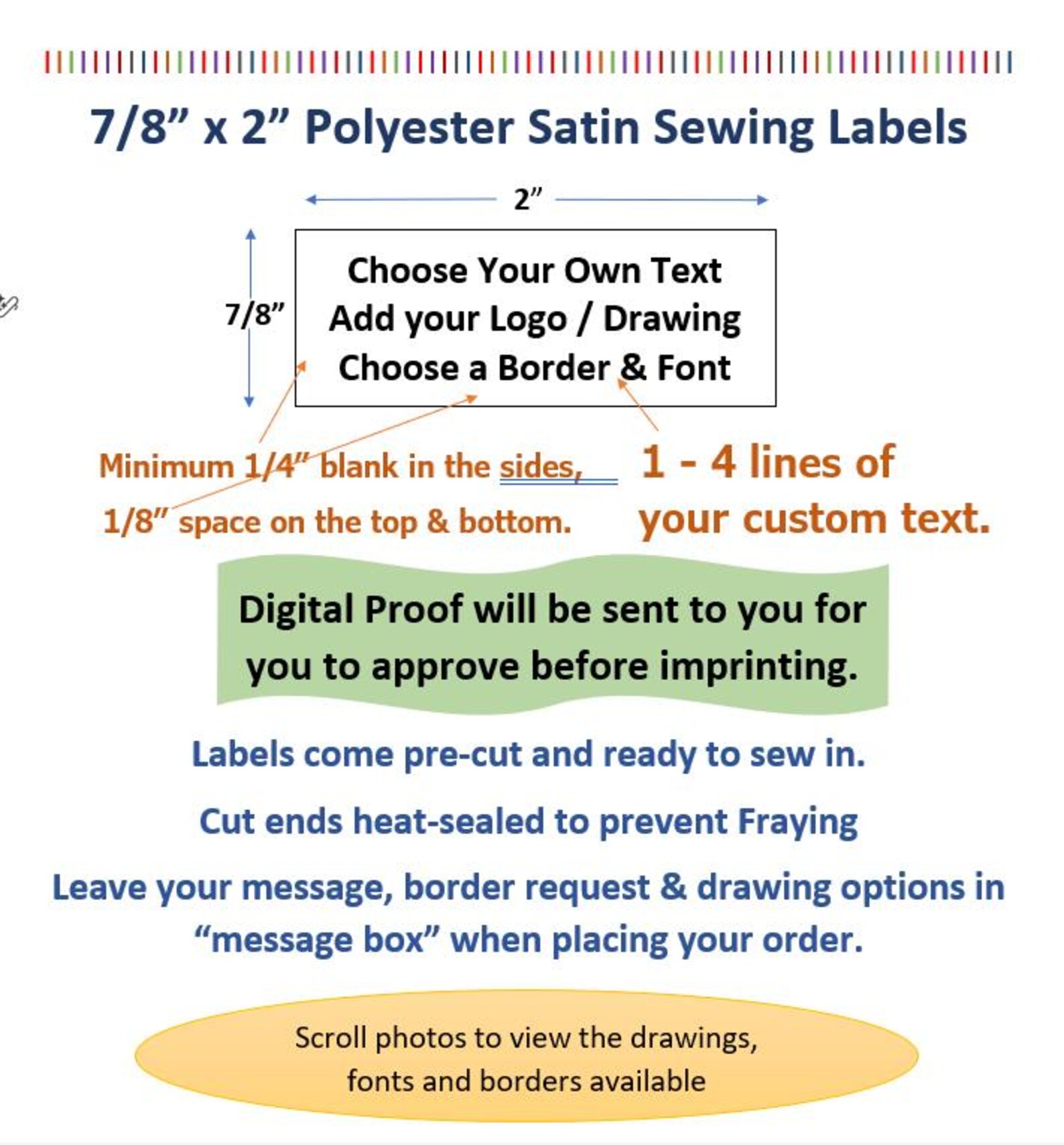 Personalized Sewing Labels – Classic Design - Your Logo, Drawing and ...