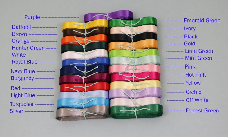 5/8" Satin Ribbon, (6) Rolls 30 Feet Ea., Choose Multiple Colors ...