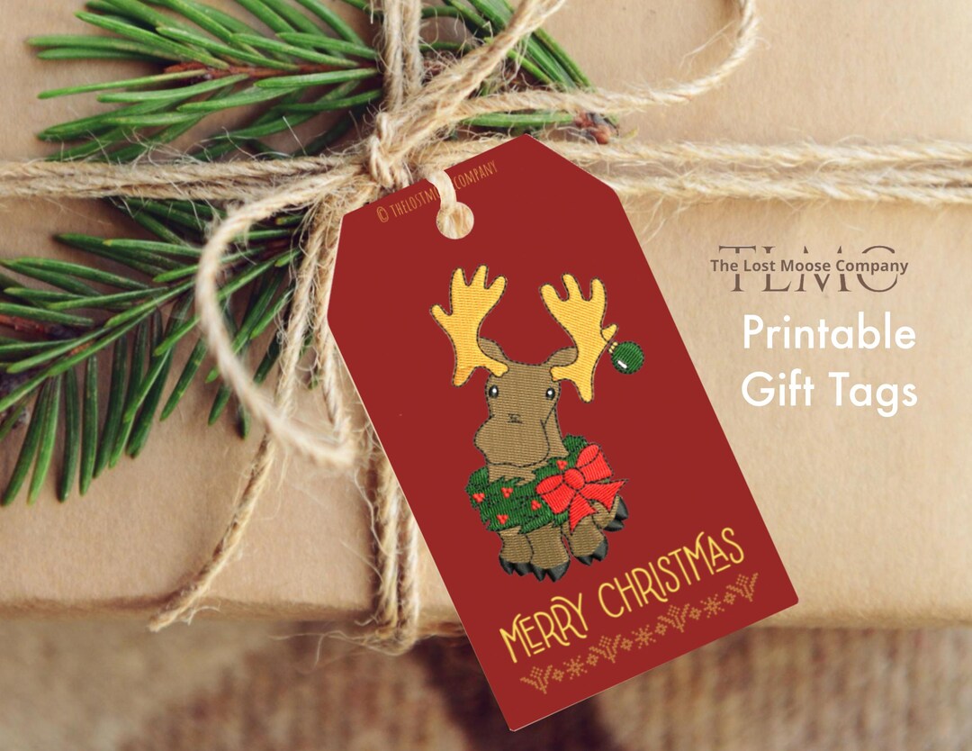 Cross Stitch Moose Gift Tags: Merry Christmas Printable (digital ...