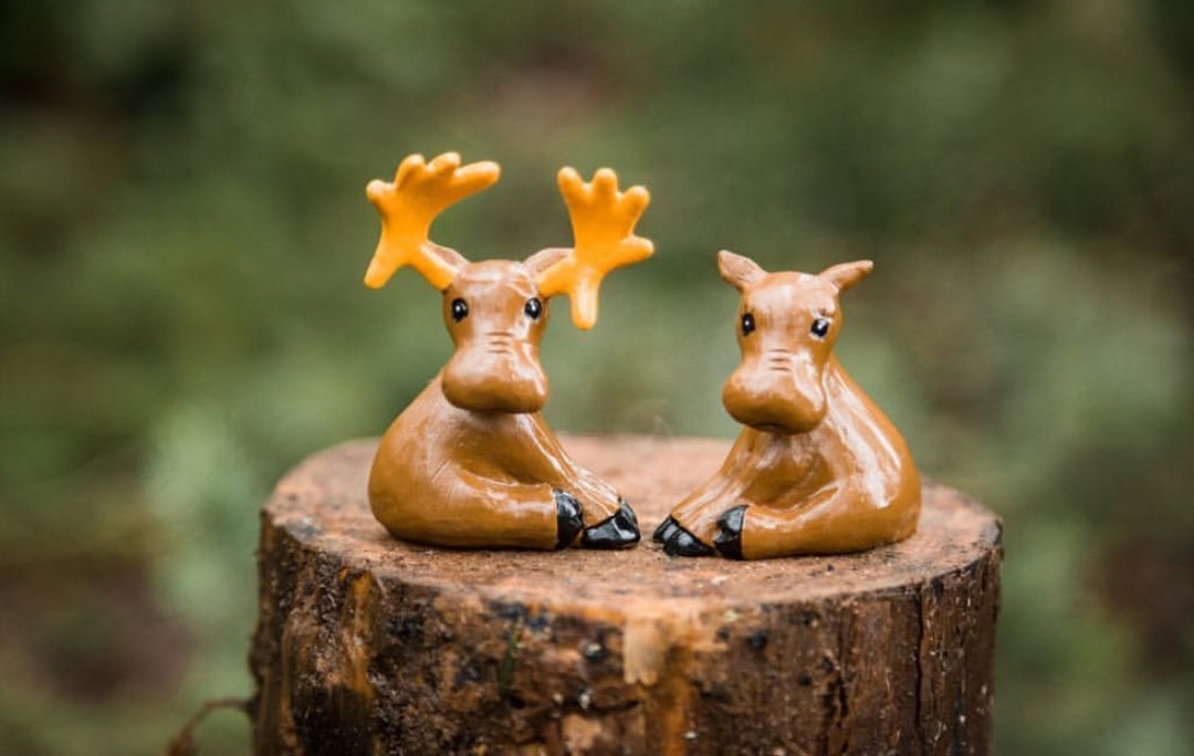 Hand-painted Moose Figurine Set, Hammy & Willow, Alaskan Gift - Etsy