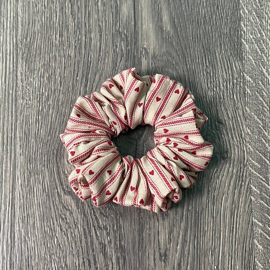 Valentines Day Heart Stripe Scrunchie Heart Polka Dot With Stripe ...