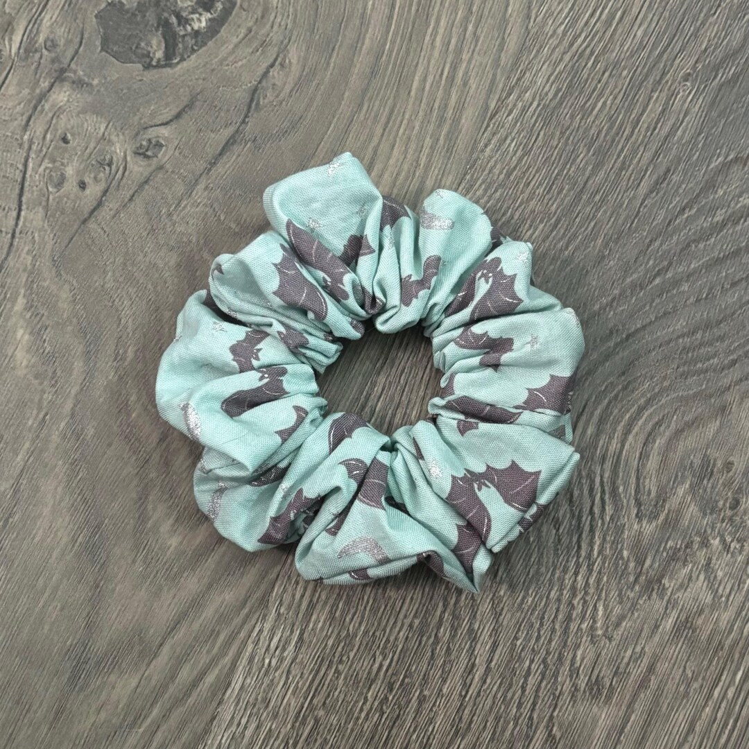 Halloween Bat and Moon Scrunchie | Halloween Spooky Season Bats With Silver Moons and Stars - Etsy