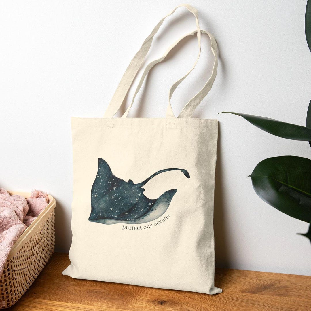 Starry Manta Ray Cotton Canvas Tote Bag – Eco-friendly - Etsy