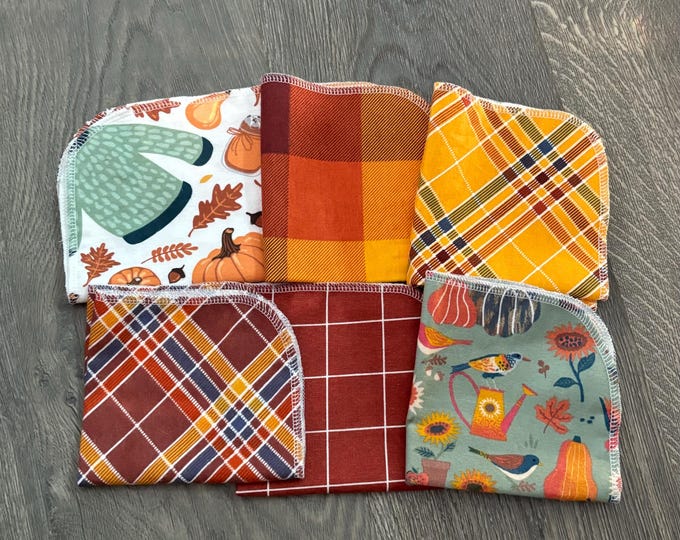 Fall Themed Reusable Flannel Paper Towels | Marroon Yellows Rust ...