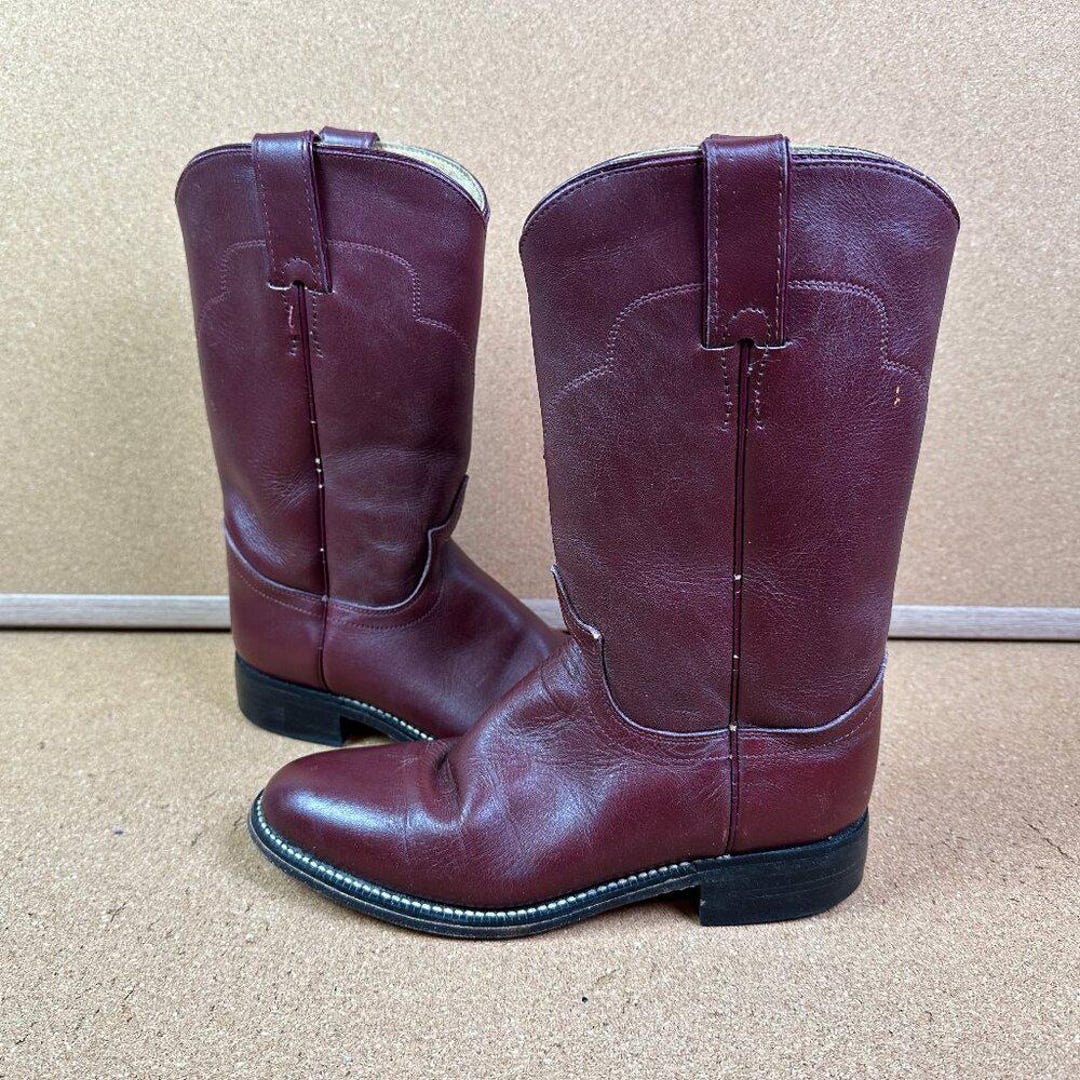 Vintage Tony Lama Burgundy Red Womens Cowboy Cowgirl Roper Boots Size 5 ...