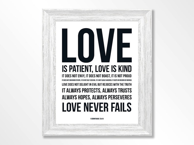 Love is Patient, Bible Verse, Instant Download, Wall Art, Wall Prints ...