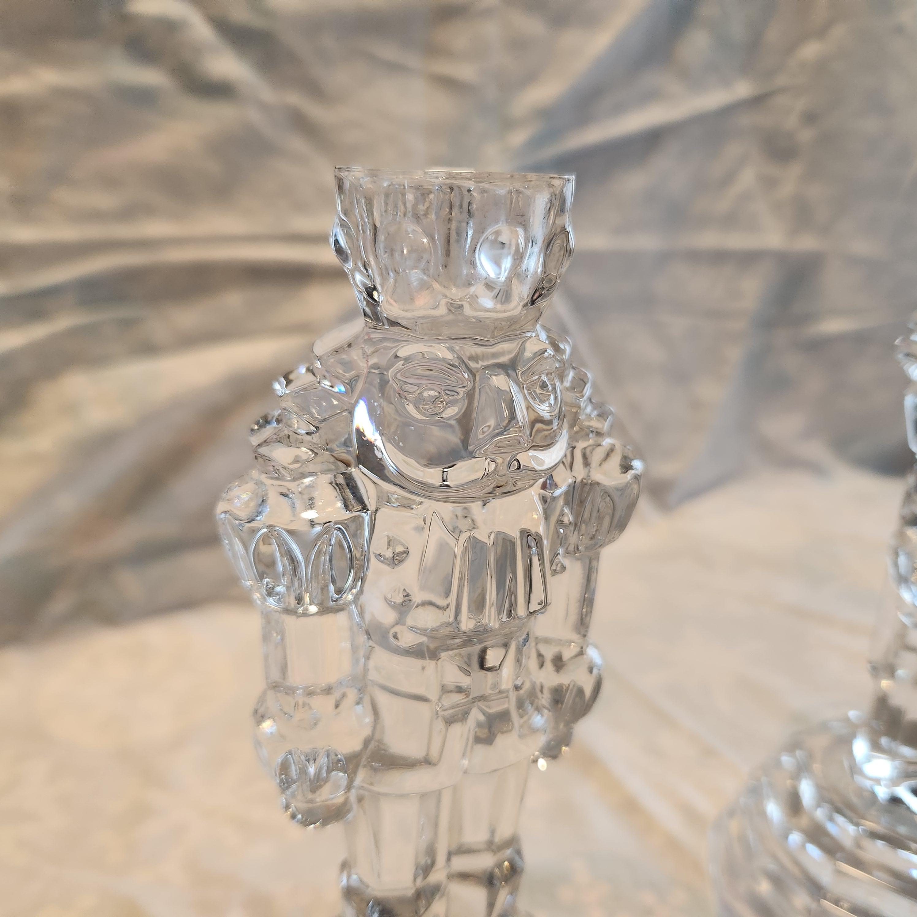 Deplomb Lead Crystal Christmas Nutcracker Candlestick Holder Set of 2 ...