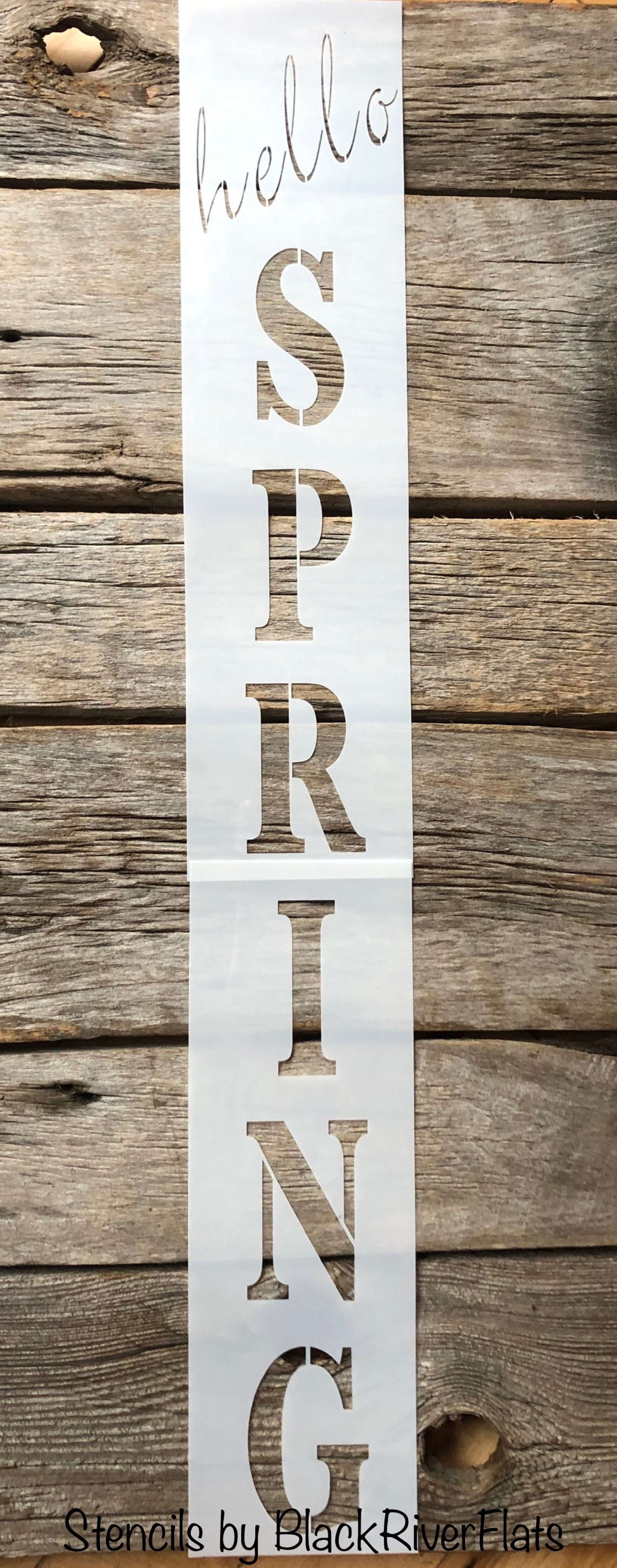 Vertical Hello Spring/reusable Stencil/7mil Mylar/ - Etsy