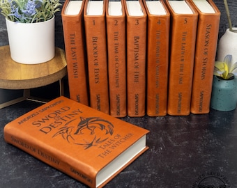 The WITCHER, Complete 8 Book Set by Andrzej Sapkowski Premium Leather ...