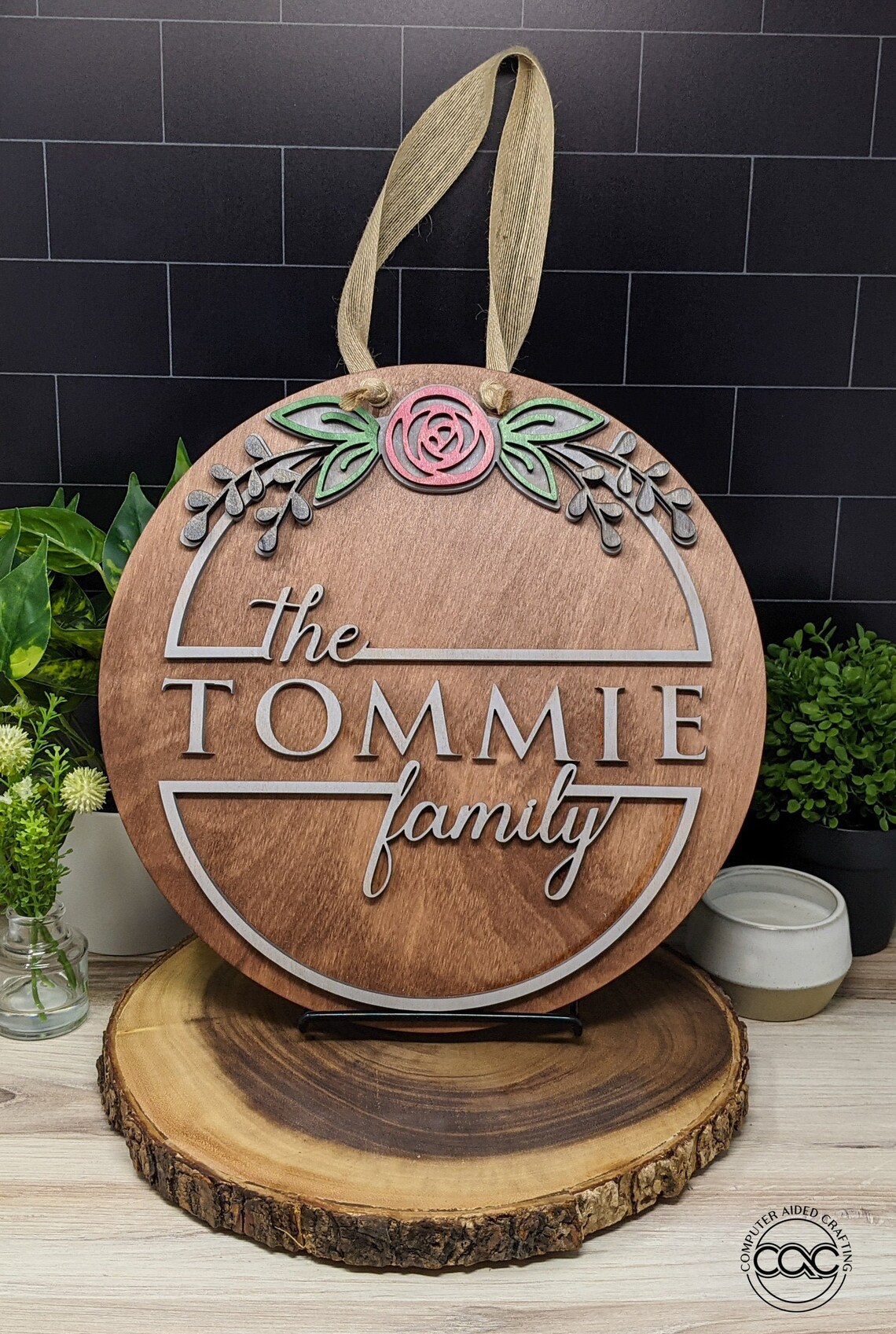 Round Family Last Name Sign Raised Lettering and Laser Cut - Etsy