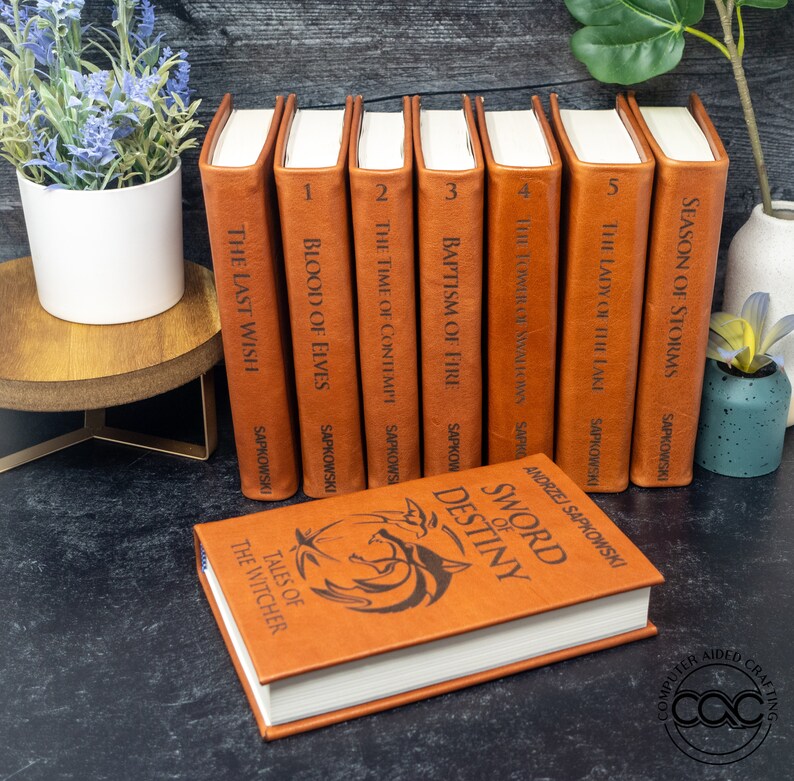 The Witcher Complete 8 Book Leather Bound Collection - Etsy Norway