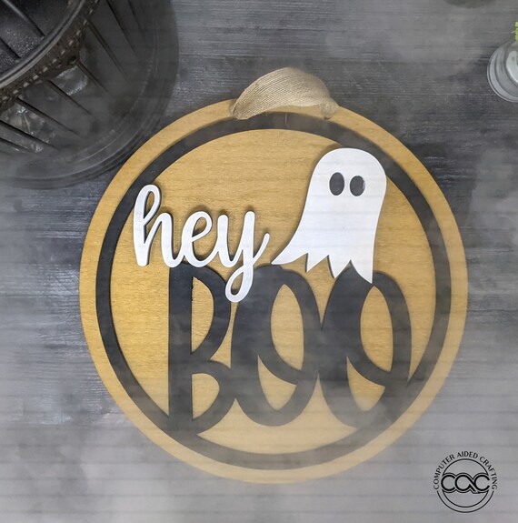 Hey Boo Round Hanging Sign | Etsy
