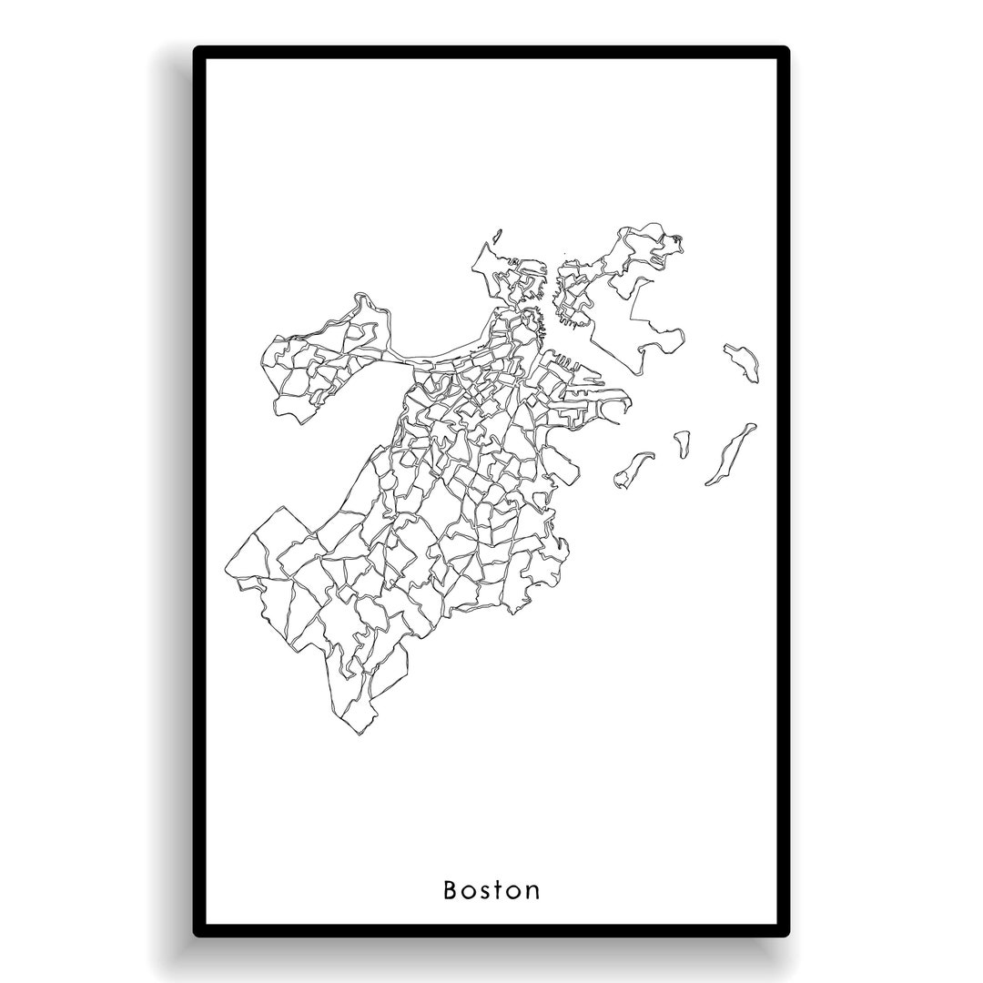 Boston Massachusetts City Map Poster Modern Wall Art Print of Map of ...