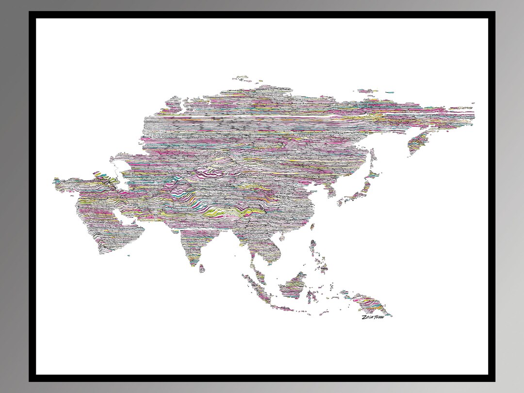 Colorful Downloadable Map of Asia Printable Continent - Etsy