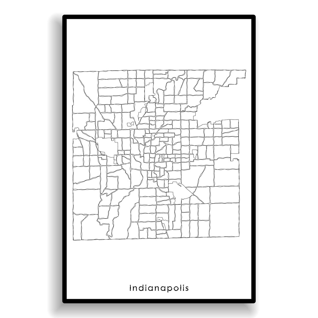 Indianapolis City Map Art Print, Neighborhood Map Poster of ...