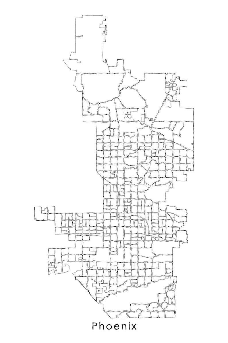 Phoenix Map Print, Phoenix Street Map Poster, Arizona, Modern ...