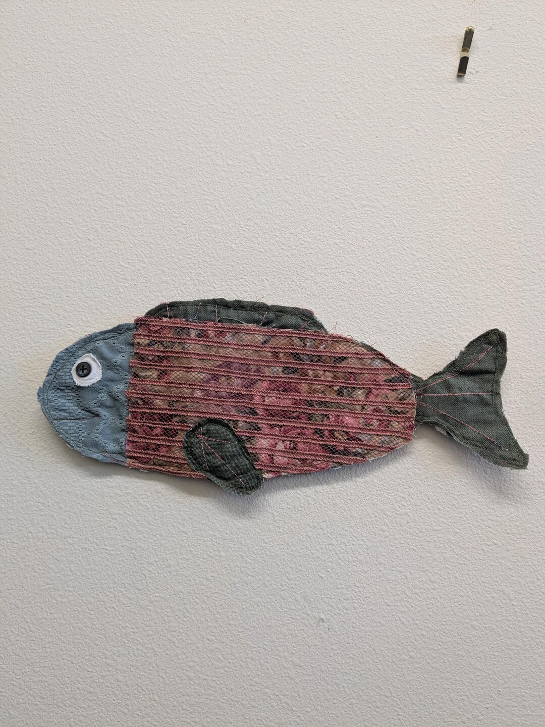 Textile Fish Art // Small Artist Upcycled Fabric Artwork - Etsy