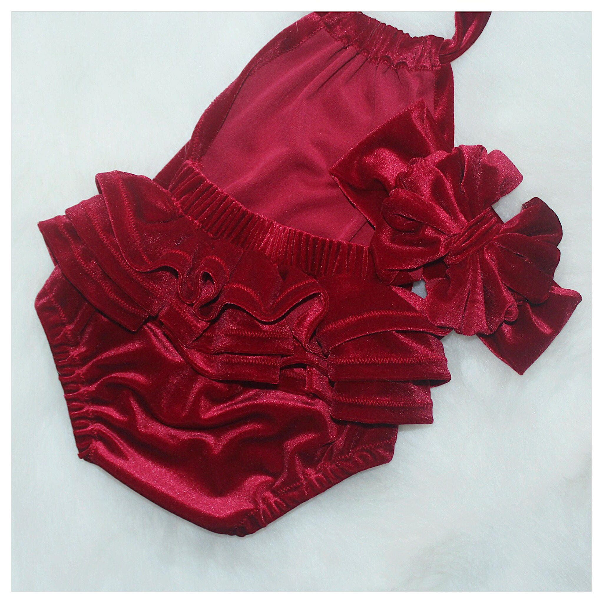 Velvet Ruffle Back Baby Toddler Romper | Etsy