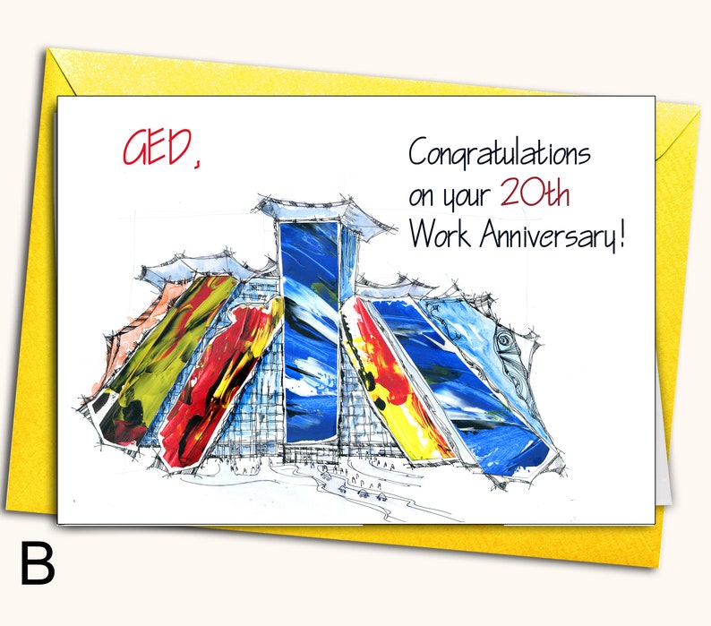 Work Anniversary Card, Personalised Cards, Any Number on the Cards ...