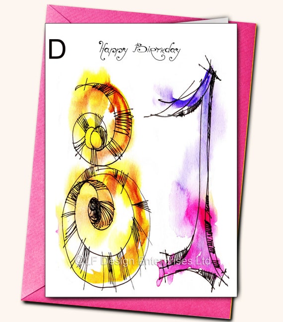 81st Birthday Greeting Card Watercolour Personalised Any - Etsy