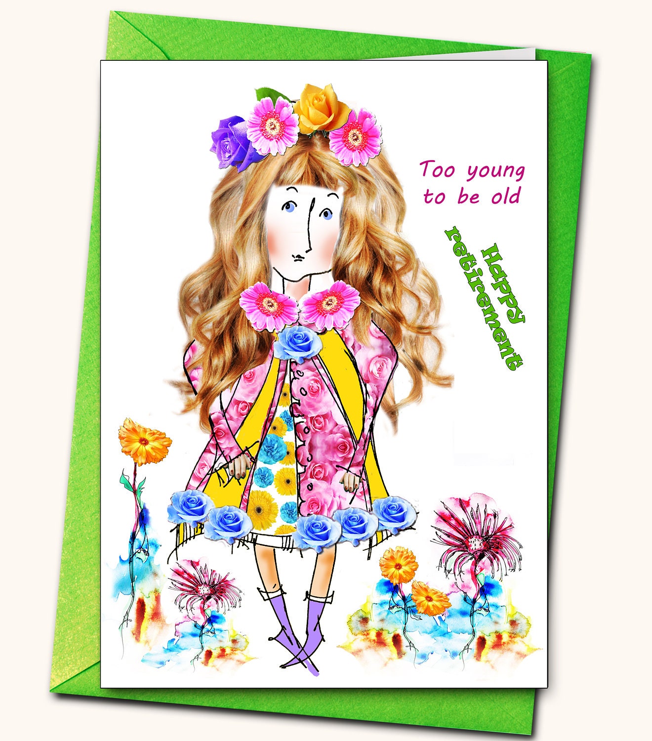 EXTRA LARGE Card, Happy Retirement, Women, Happy Birthday, Handmade ...