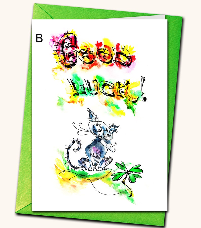 GOOD LUCK Greeting Card, Personalised Cards, Any Name on the Cards ...