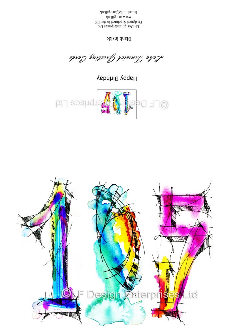 105th Birthday Greeting Card, Watercolour Card, Personalised Cards,age ...
